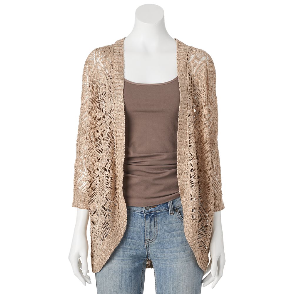 Pink Republic Crochet Open Front Cardigan - Juniors