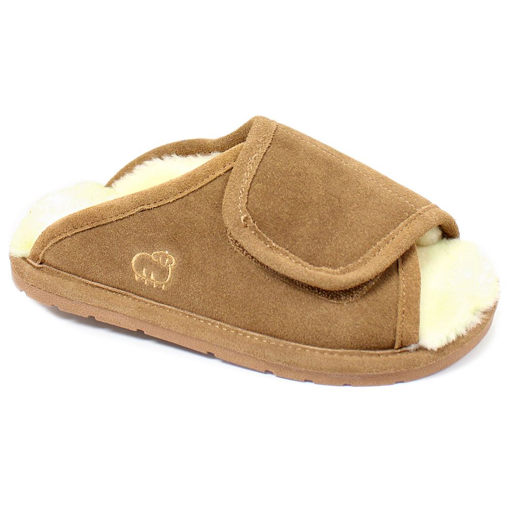 Mykos Women's Suede Peep-Toe Wrap Slippers