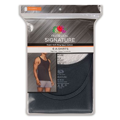 Men's Fruit of the Loom® Signature Super Soft Black/Grey A-Shirt (6-pack)