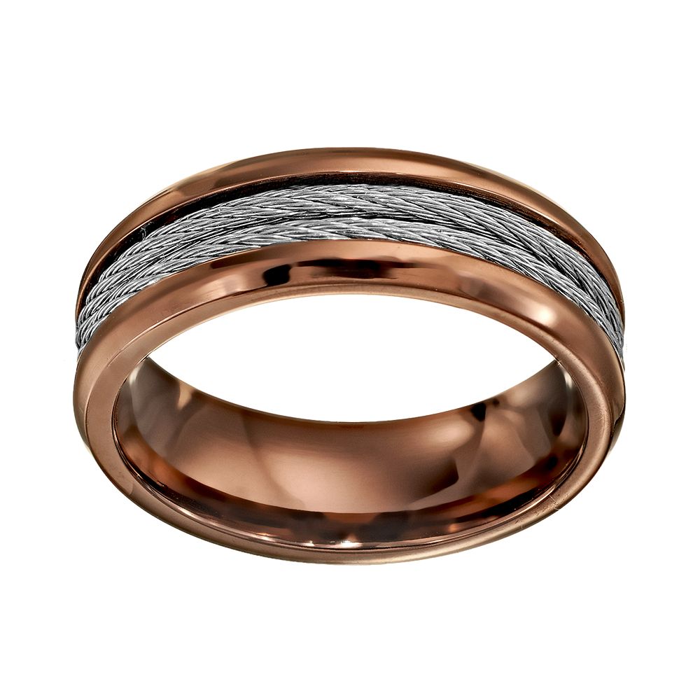 Gold LLC Two Tone Stainless Steel Cable Band - Men