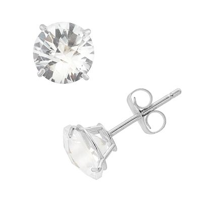 Designs by Gioelli Lab Created White Sapphire 10k White Gold Stud Earrings