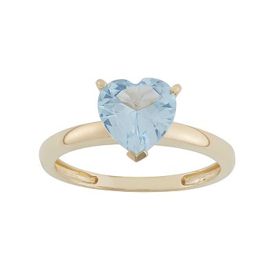 Designs by Gioelli Lab Created Aquamarine 10k Gold Heart Ring