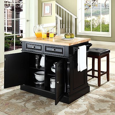 Crosley Furniture 3 piece Kitchen Island Counter Stool Set