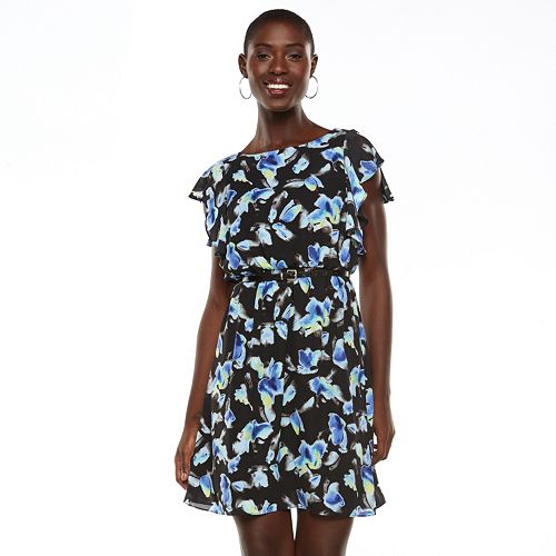 Apt. 9® Print Ruffle Chiffon Dress - Women's