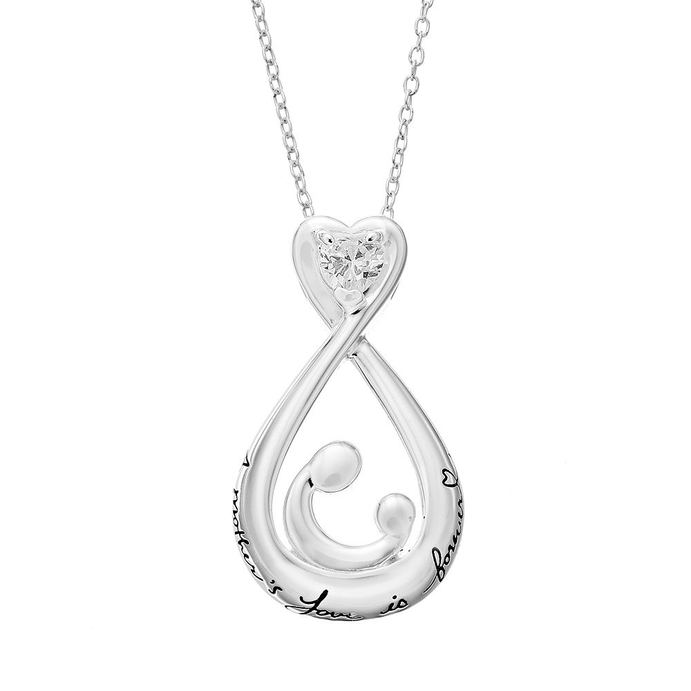 Timeless Sterling Silver Cubic Zirconia "Mother's Love" Infinity ...