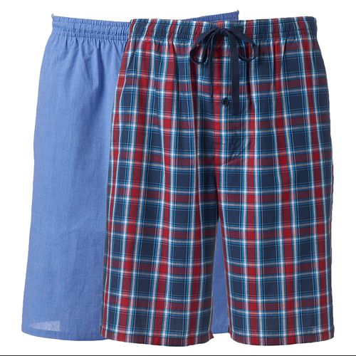 Men's Hanes Classics 2-pack Plaid Woven Jams Shorts Men's Hanes Classics 2-pack Plaid Woven Jams Shorts