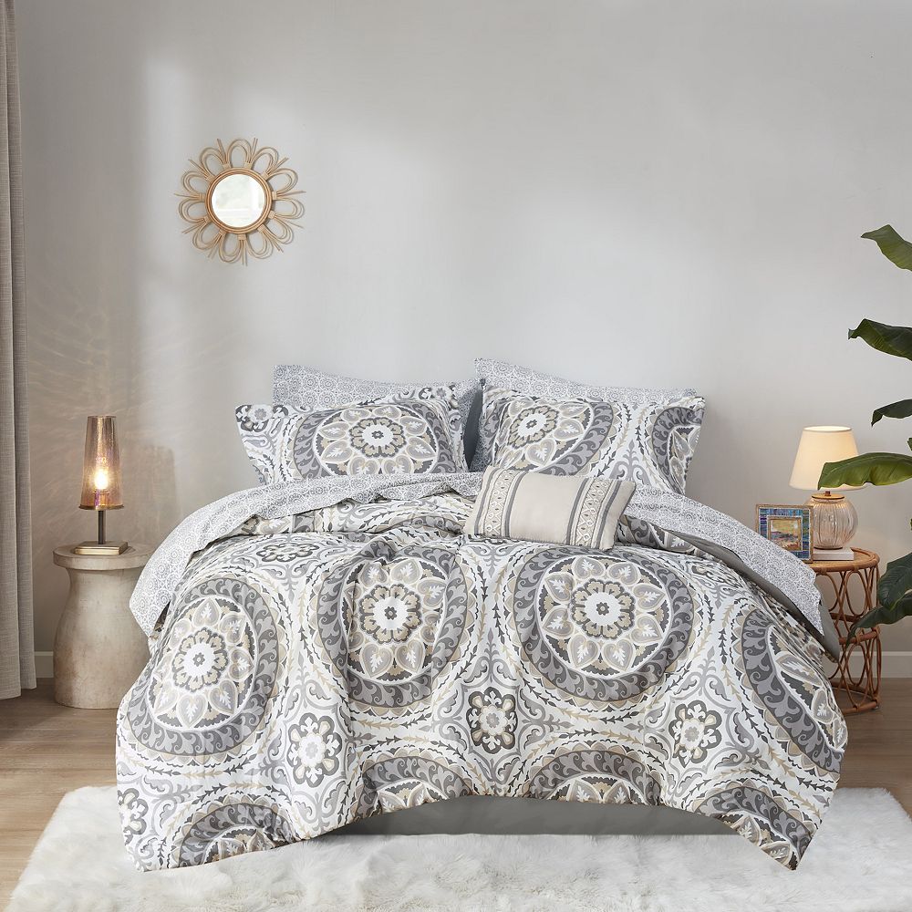 Madison Park Essentials Orissa Comforter Set with Cotton Bed Sheets and ...