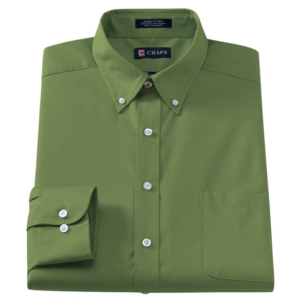 Mens Chaps Classic Fit Solid Button Down Collar Dress Shirt