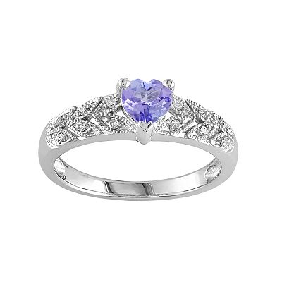 Stella Grace Tanzanite Diamond Accent Sterling Silver Heart Ring Women s Size 7 Purple