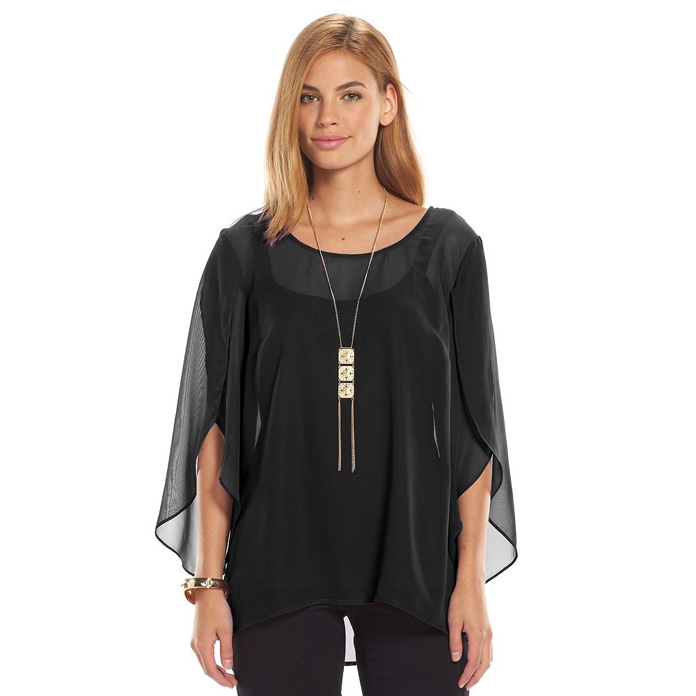 AB Studio Chiffon Necklace Top - Women's