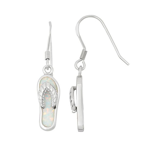 Nautica Rocks Lab-Created Opal Sterling Silver Flip-Flop Drop Earrings