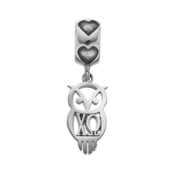 LogoArt Sterling Silver Chi Omega Sorority Owl Charm