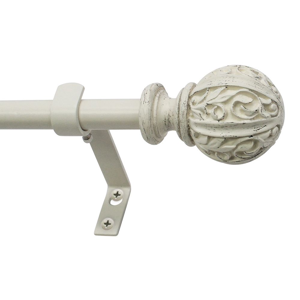 Decopolitan Leaf Ball Adjustable 5/8" Double Curtain Rod Set