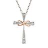 Diamond Accent Sterling Silver Two Tone Infinity Cross Pendant Necklace