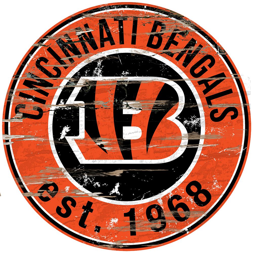 Cincinnati Bengals Distressed 24" x 24" Round Wall Art
