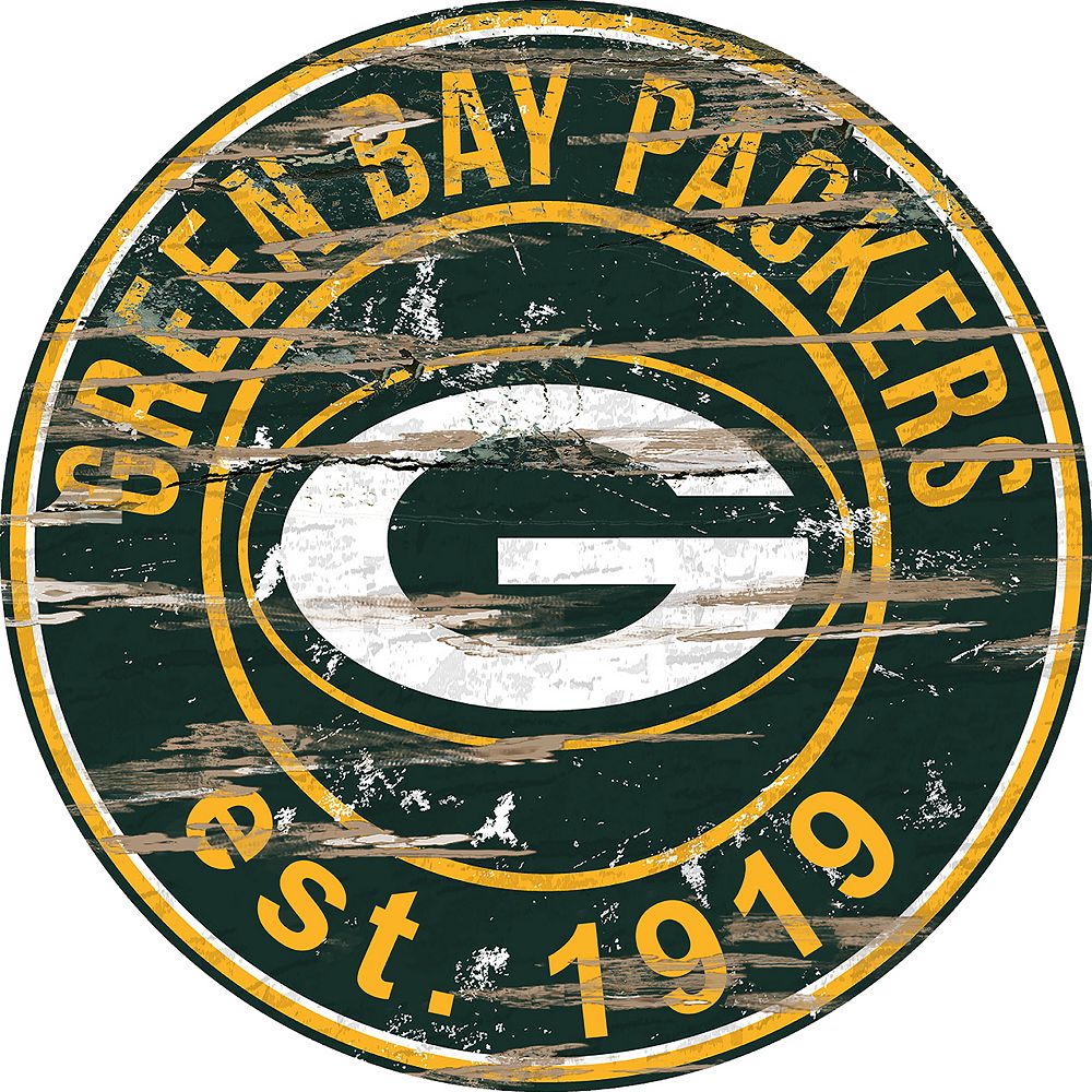 Green Bay Packers Distressed 24" x 24" Round Wall Art
