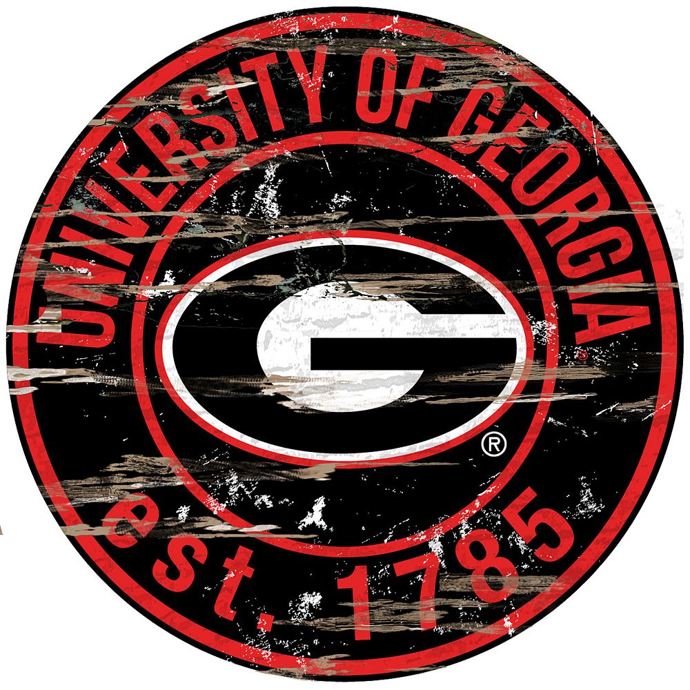 Georgia Bulldogs Distressed 24" x 24" Round Wall Art