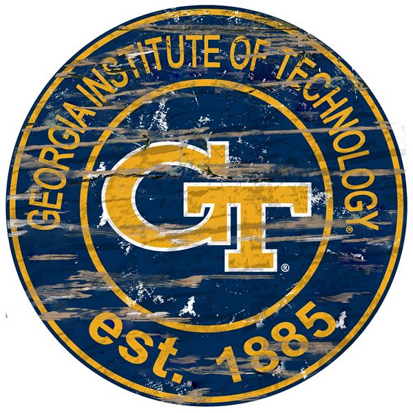 Georgia Tech Yellow Jackets Distressed 24" x 24" Round Wall Art