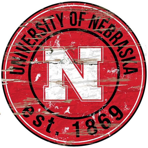 Nebraska Cornhuskers Distressed 24" x 24" Round Wall Art