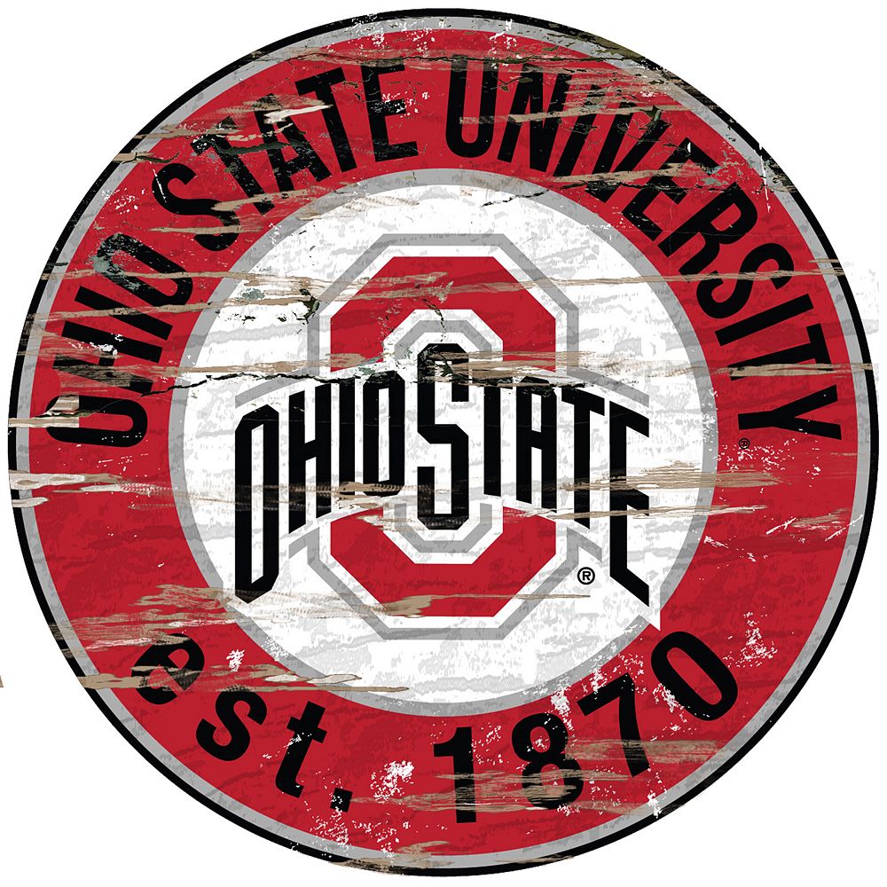 Ohio State Buckeyes Distressed 24" x 24" Round Wall Art
