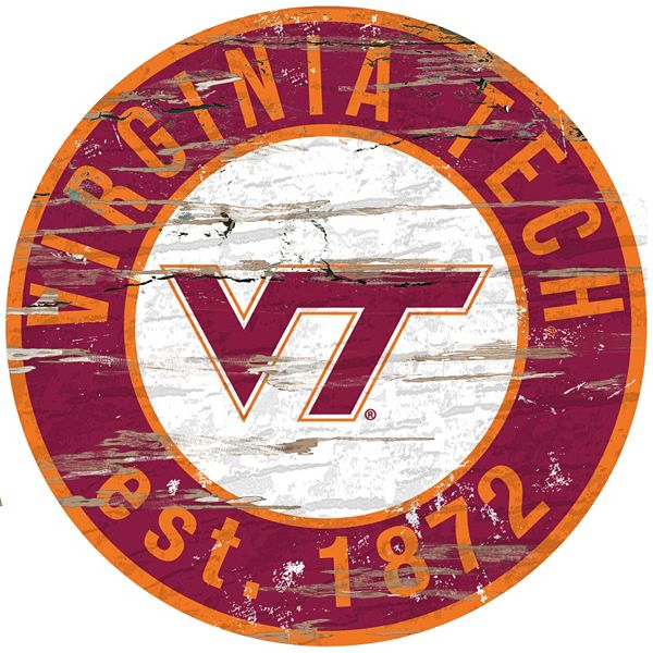 Virginia Tech Hokies Distressed 24" x 24" Round Wall Art