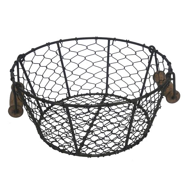 Everyday Decor Handle Chicken Wire Decorative Bowl
