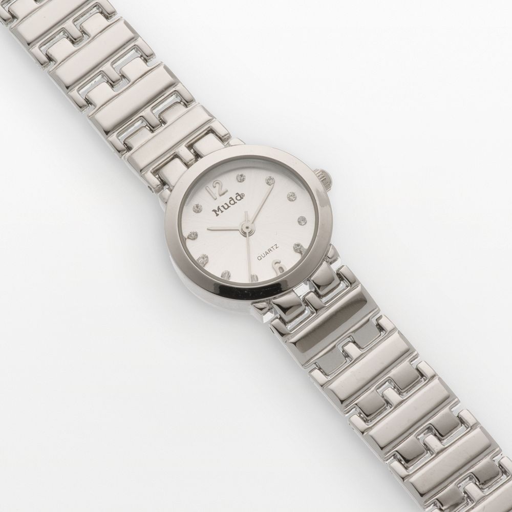 Mudd Silver Tone Simulated Crystal Watch - Juniors