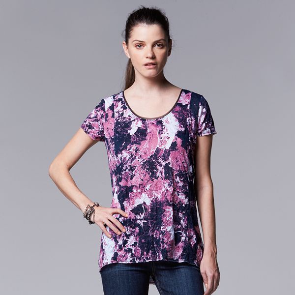 Womens Simply Vera Vera Wang Print Crinkle Tee