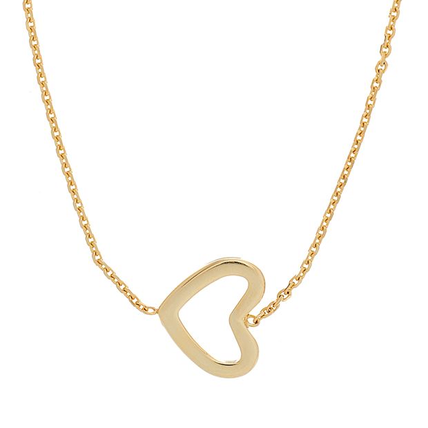 14K Gold Heart Necklace Women s Size 18