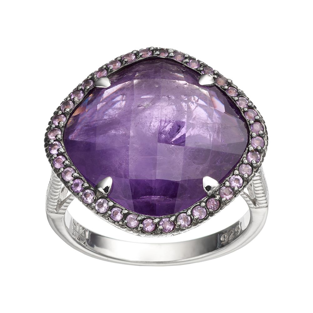 SIRI USA by TJM Sterling Silver Amethyst Halo Ring