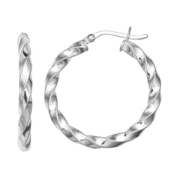 PRIMROSE Sterling Silver Twist Hoop Earrings