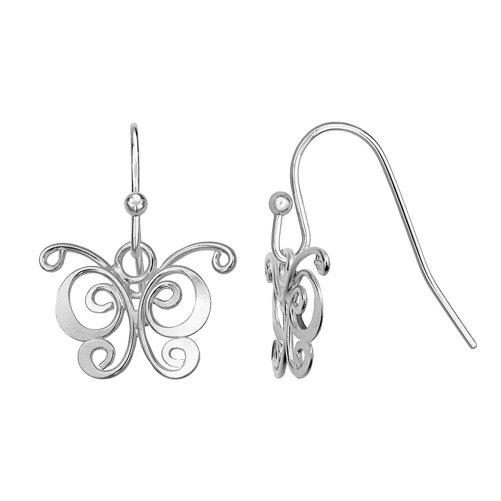 PRIMROSE Sterling Silver Butterfly Drop Earrings