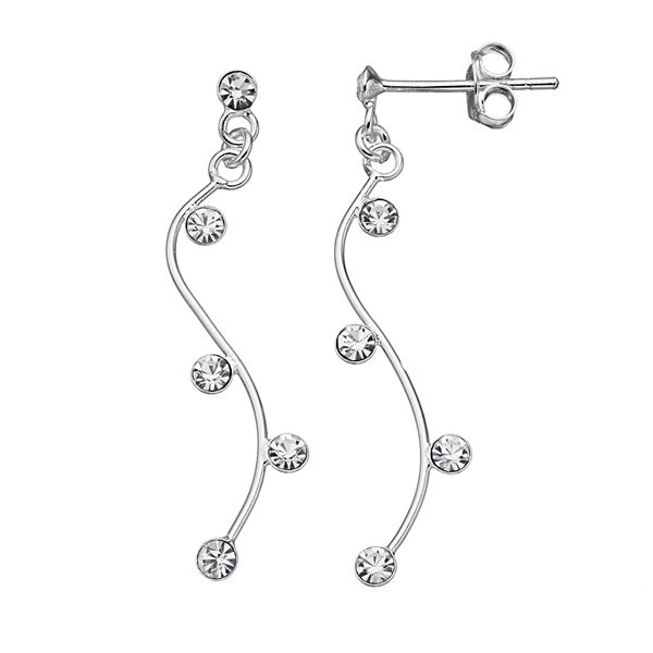 PRIMROSE Sterling Silver Cubic Zirconia Curved Drop Earrings