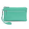 ili Double-Zip Leather Wristlet