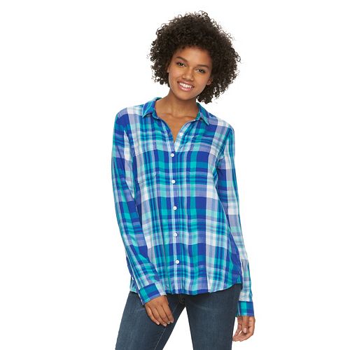 Juniors' SO® Perfectly Soft Button-Front Shirt