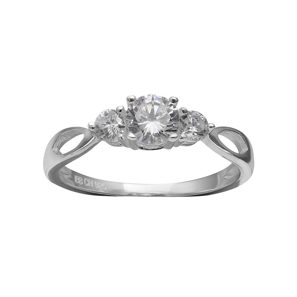 PRIMROSE Sterling Silver Cubic Zirconia 3-Stone Ring