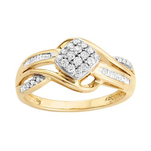 10k Gold 1/3 Carat T.W. Diamond Square Cluster Ring