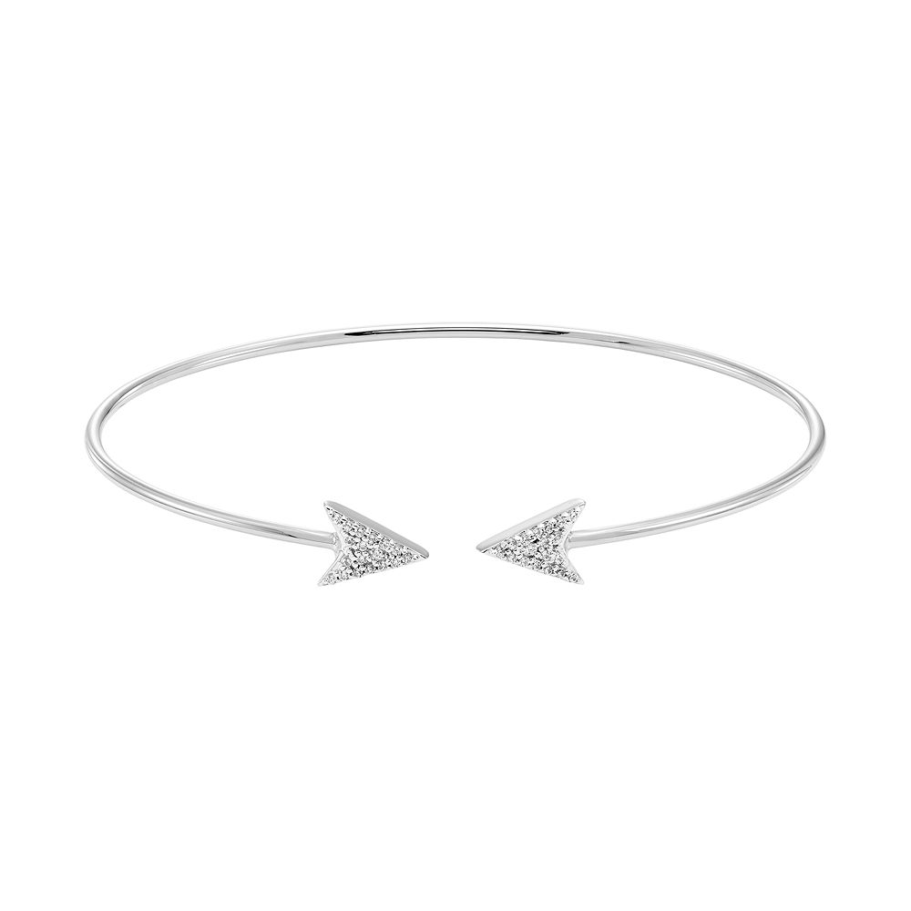 The Regal Collection Sterling Silver 1/8 Carat T.W. Diamond Arrow Cuff ...