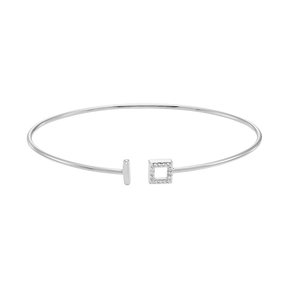 Sterling Silver Diamond Accent Square Cuff Bracelet