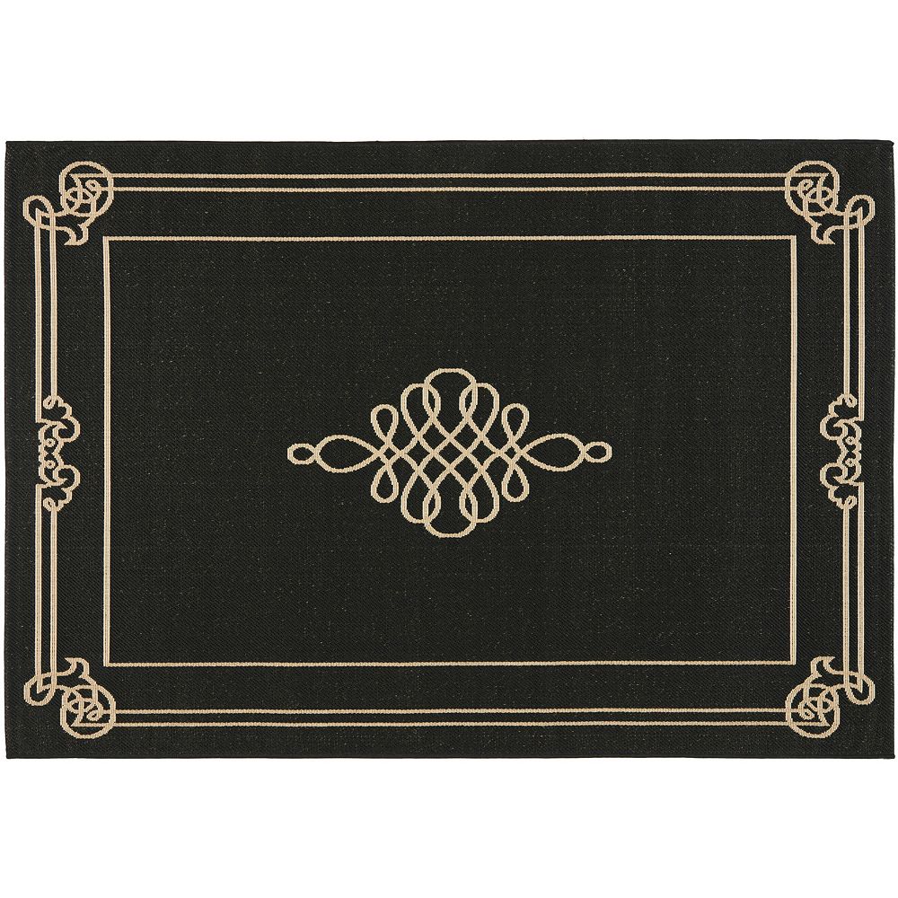 Safavieh Courtyard Scroll Pendant Framed Indoor Outdoor Rug