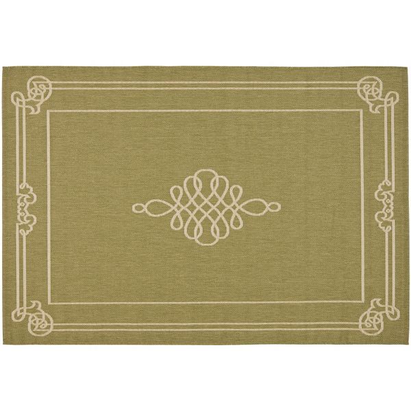 Safavieh Courtyard Scroll Pendant Framed Indoor Outdoor Rug