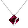 Stella Grace 10k White Gold Lab-Created Ruby Square Pendant Necklace