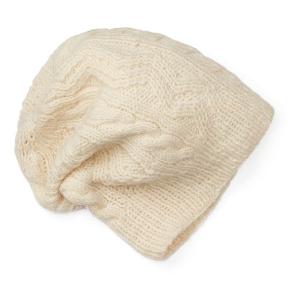 Women's SIJJL Wool Zigzag Cable-Knit Slouchy Beanie