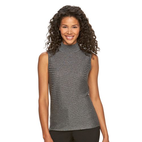 Womens Dana Buchman Ribbed Mockneck Sweater