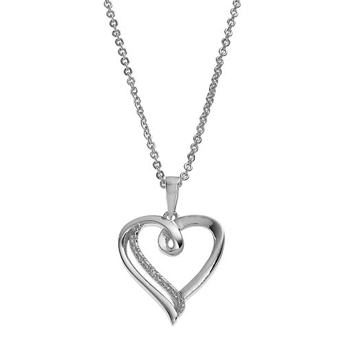 Delicate Diamonds Sterling Silver Heart Pendant Necklace