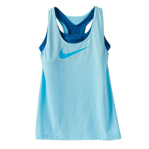 Girls 7-16 Nike Swoosh Built-In Sports Bra Racerback Tank Top