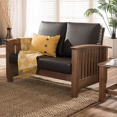 Baxton Studio Charlotte Modern Classic Mission Loveseat