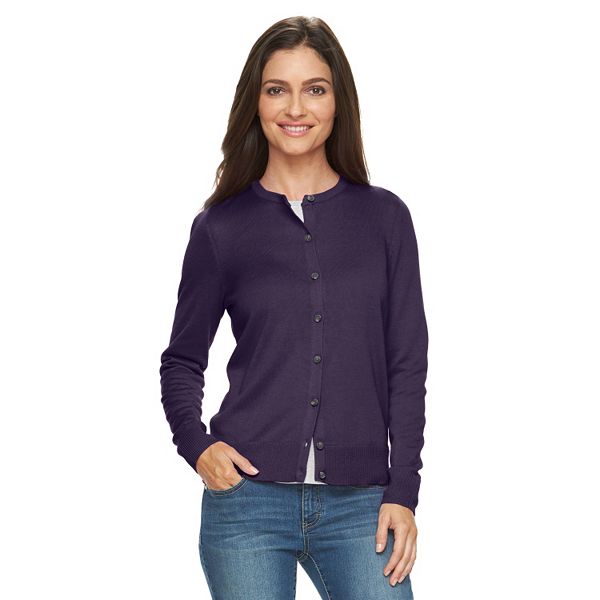 Women's Croft & Barrow® Solid Button-Front Cardigan
