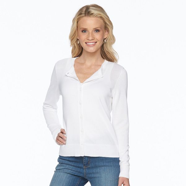 Women's Croft & Barrow® Solid Button-Front Cardigan