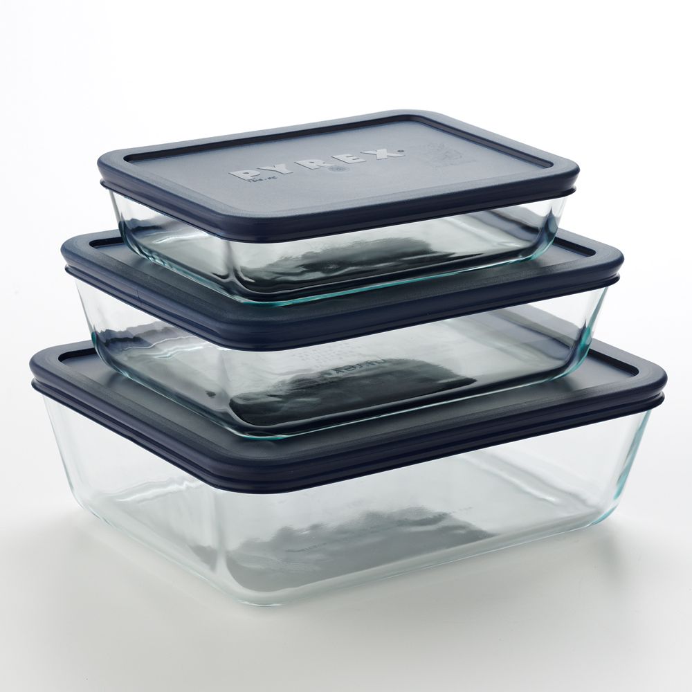 Pyrex Simply Store Plus 6-Piece Rectangular Glass Food Storage Set